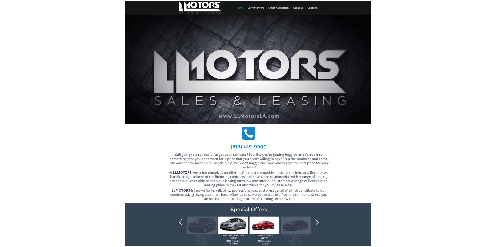 Car Dealer Website Design for LLMotors in Glendale CA