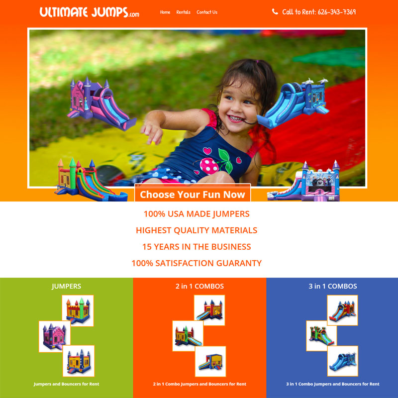 UltimateJumps Party Rental Website Design